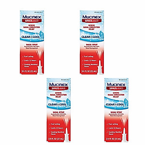 Mucinex Sinus-Max Nasal Spray Clear & Cool, 0.75 oz (Pack of 4) Packaging May Vary