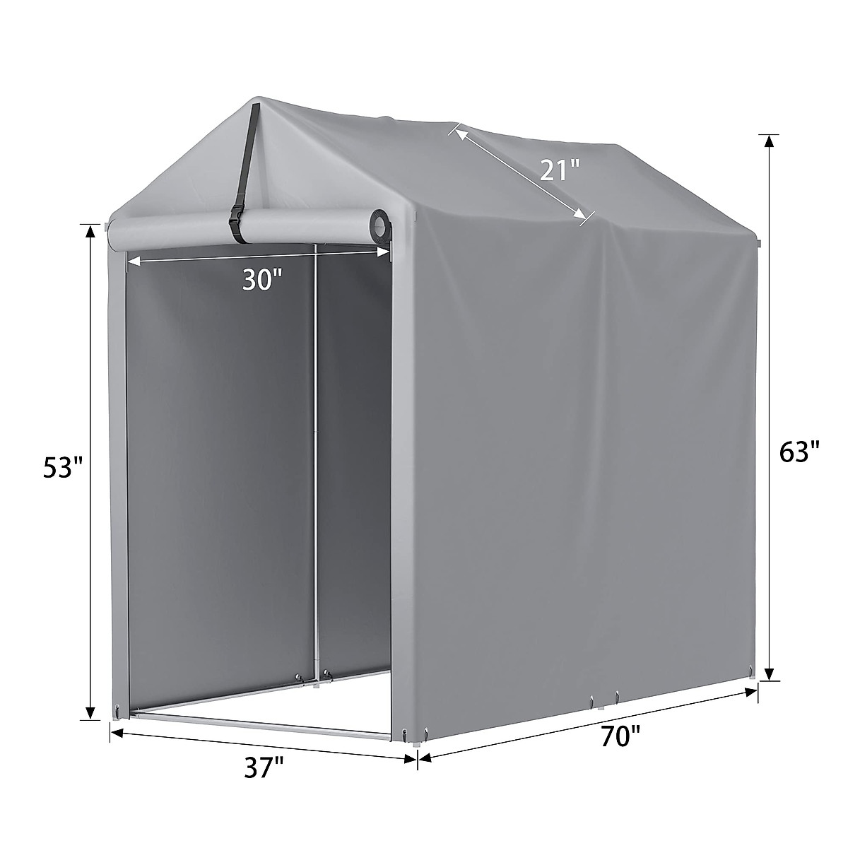 Greesum Outdoor Storage Shed 3 x 6 ft Canopy Portable Shelter Heavy Duty Carport with Roll-up Zipper Door for Bike, Motorcycle, Garden Storage, Waterproof and UV Resistant, Silver