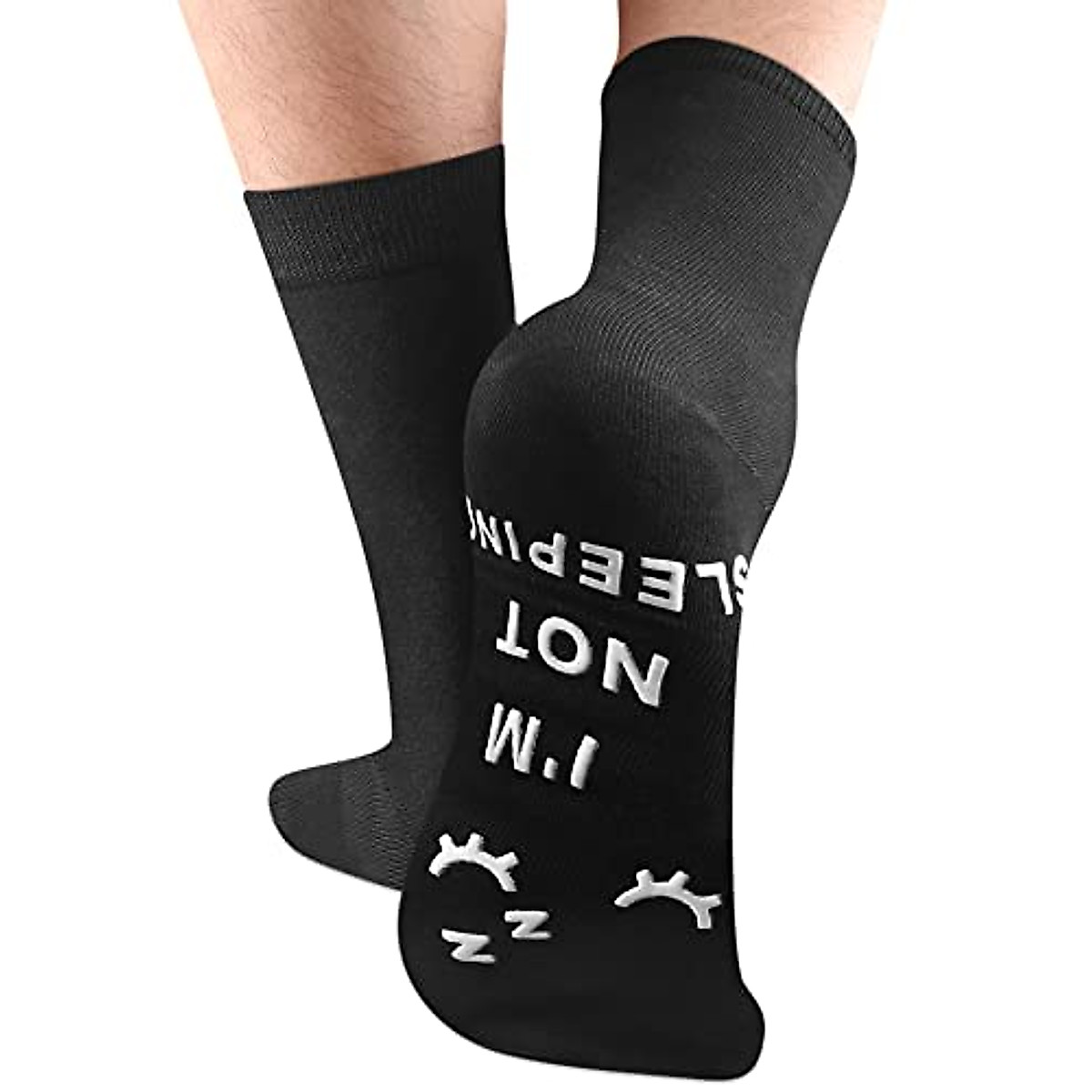 Leotruny I'm Not Sleeping I'm Just Resting My Eyes Novelty Funny Socks Birthday Gifts for Men Women Dad Boyfriend (C01-Eyelash)