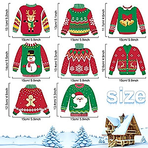 40 Pieces Ugly Sweater Cutouts Christmas Decoration Ugly Sweater Cardboard Cutouts with Glue Point Dots for Classroom School Bulletin Board Party Holiday Party Decoration, 5.9 x 5.9 Inch