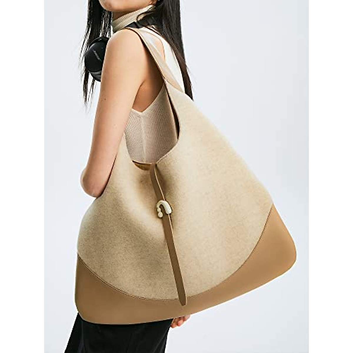 Amazing Song Leather Hobo Bag for Women, Shoulder Tote bag Soft Luxury Leather Genuine Designer Handbag with Inner Purse
