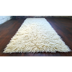 Stylish Super Thick Flokati Rugs. Long 3.5” Organic Wool Pile. Shaggy Natural Wool Area Rug. (3' x 5')