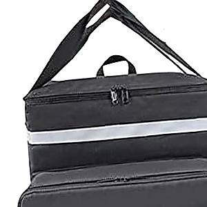 Menolana Food Delivery Backpack, Expandable Insulated Hot Pizza Bags for Delivery Bike,Leakproof Waterproof Delivery Bag with 4 Mesh Pockets Reflective Strip