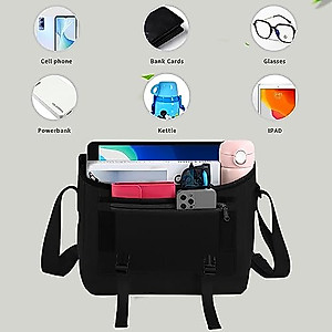 SIMTOP Messenger Bag iPad Bag Crossbody Bag Shoulder Messenger Bag Durable Crossbody Shoulder Bag for Commuters and Travelers Water Resistant Scratch and Wear Eesistance Versatile YKK Zipper. (Black)