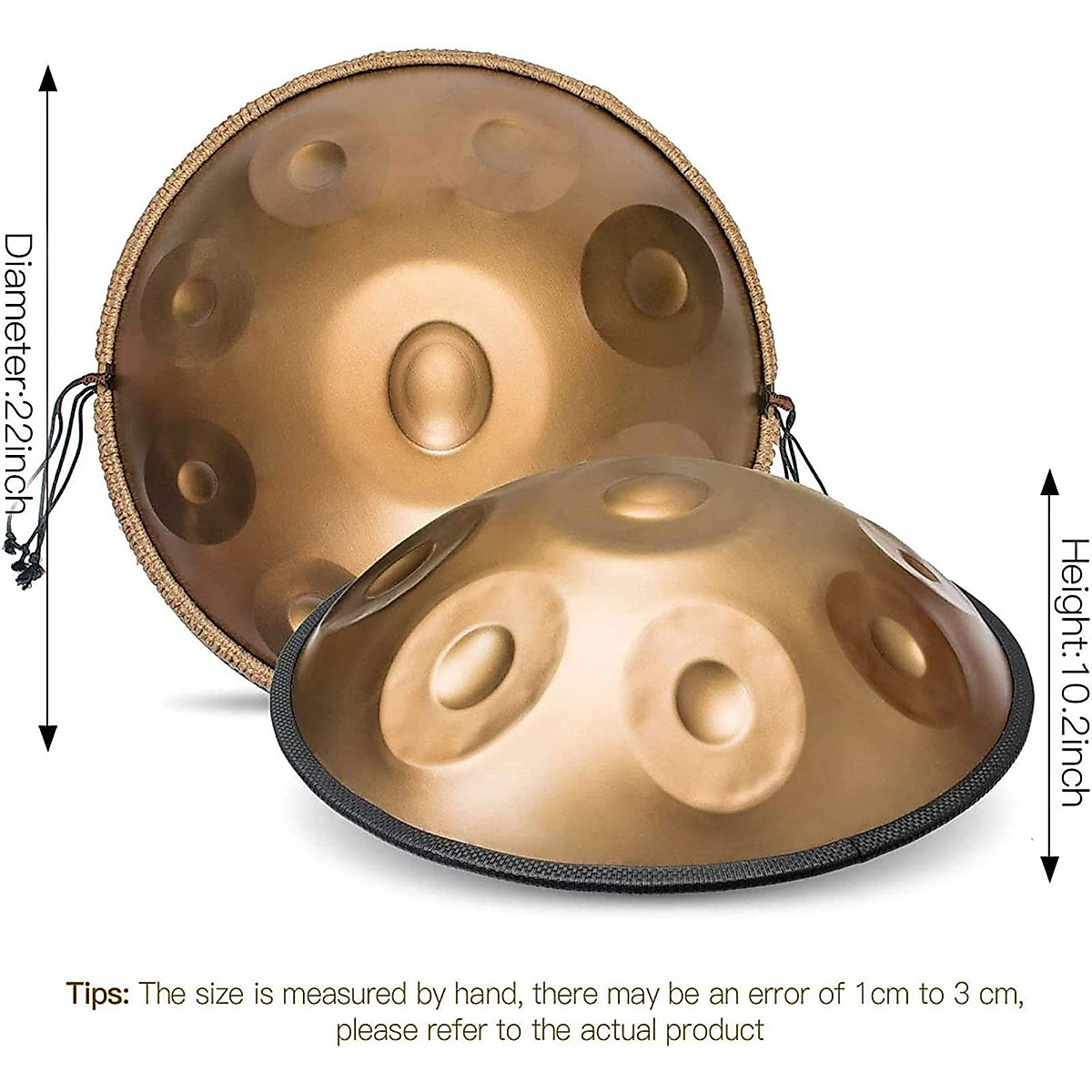 MFYDPP 432Hz Handpan Steel Drum,9 Notes 22 Inch Steel Tongue Drum with Soft Hand Pan Bag，Harmonic Percussion for Sound Healing, Personal Meditation,Yoga