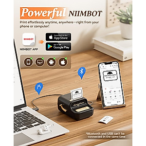 NIIMBOT B21 Inkless Label Maker, Portable Thermal Label Printer for Clothing, Address, Business, Compatible with iOS & Android, with 1 Pack 1.96x1.18 inch White Label, Black