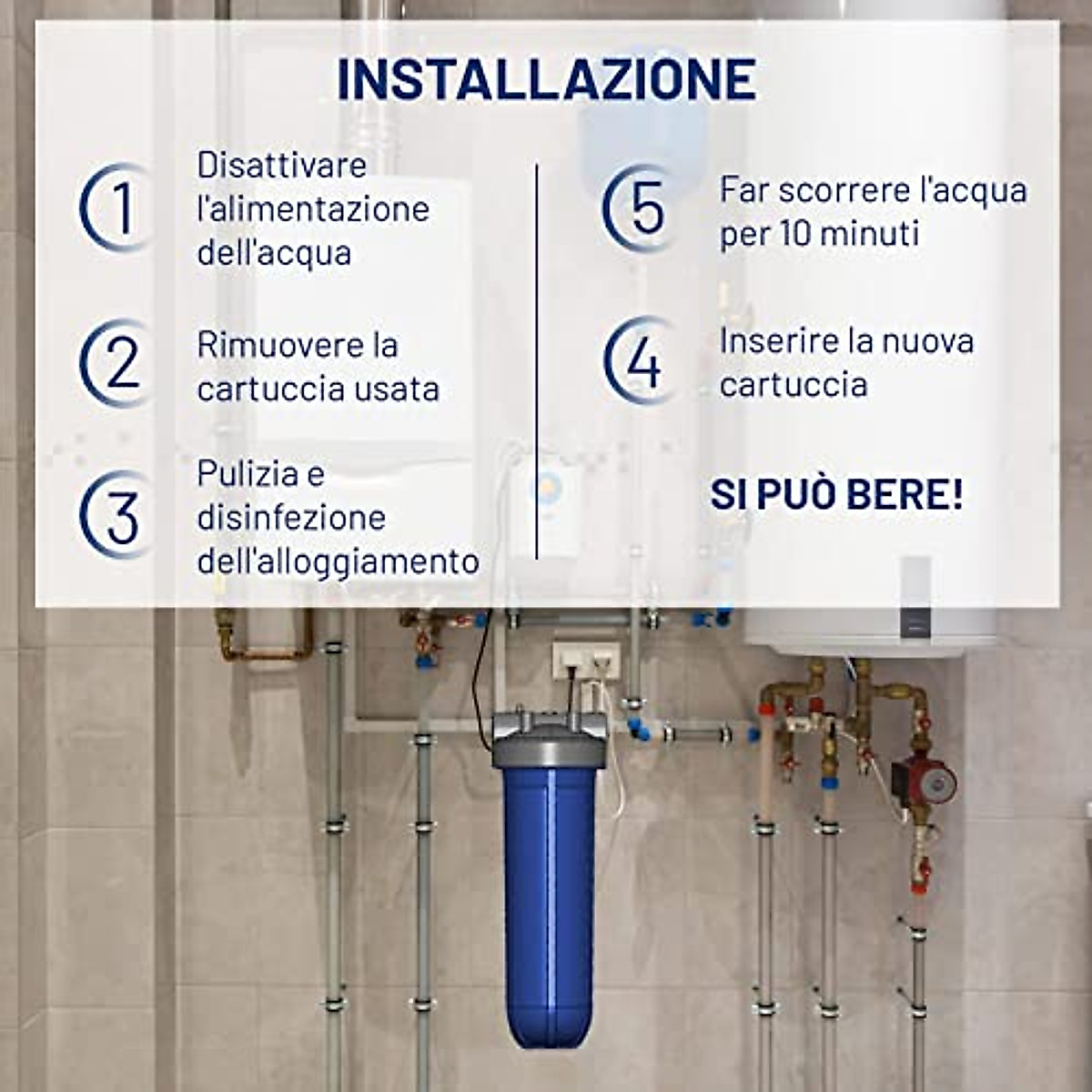 Pentair Pentek ECP5-BB Big Blue Sediment Water Filter, 10-Inch, Whole House Heavy Duty Pleated Cellulose Polyester Replacement Cartridge, 10" x 4.5", White End-Cap, 5 Micron, Pack of 8