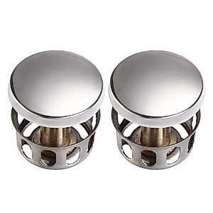 Baluue Wash Basin Bounce Drain Filter, 2pc Universal Bathroom Sink Stopper Stainless Steel Pop Up Bounce Core, Anti Clogging Sink Strainer for Kitchen Bathroom