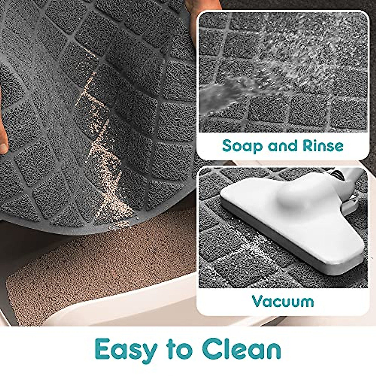 Conlun Cat Litter Mat Litter Trapping Mat, 24" x 17" Premium Durable PVC Grid Mesh with Scatter Control, Non-Slip, Less Waste Cat Litter Box Mat, Soft on Kitty’s Paws, Urine Waterproof
