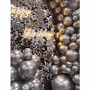 MOXMAY Metallic Sliver Balloons Different Sizes, 102 Pcs 18 12 10 5 inch Sliver Latex Chrome Balloon for Graduation Baby Shower Birthday Wedding Party Decorations