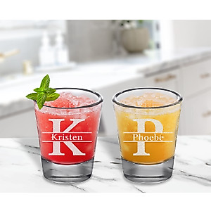 Personalized Shot Glass 1.5 oz Custom Shot Glass with Name and Monogram Whiskey Tequila Liqueur Heavy Base Mini Glass for Drinkware Decoration Gift