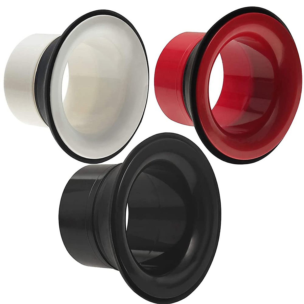 QONIA Drum Enhancer ABS Rubber Drum Enhancer with Black Port Hole Protector,Mic Hole Drum Head,White