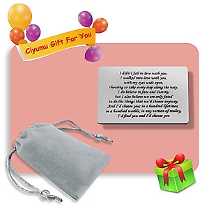 Stainless Steel Engraved Wallet Insert Sentimental Keepsake Personalized Wallet Card for Him Husband Boyfriend Gifts for Anniversary Birthday, I Walked Into Love With You Metal Wallet Card for Men