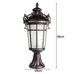 MODEBHD Continental Aluminum Glass Lawn Landscape Lantern Tradition Victoria Antique Outdoor Table Lamp Column Lamp Garden Street Post Lights Villa Corridor Aisle E27 Decoration Illumination