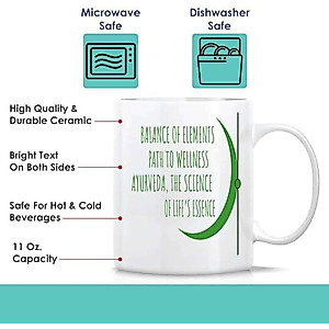 Humorous Gift Health Conscious Gifts Featuring Ayurvedic Elements, for Mother's Day Surprise for Aunt - Ayurveda Medicine Quote on Gray & Men Women Cotton 11 Oz White Ceramic Coffee Mug