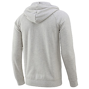 KNQR Men's Retro Athletic Workout Sports Full Zip Soft Fleece Running Hiking Sweatshirt Hoodie Heather Oatmeal XXL