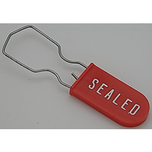 Plastic Wire Padlock Security Seals Sequentially Numbered (Pack of 100) (Red)