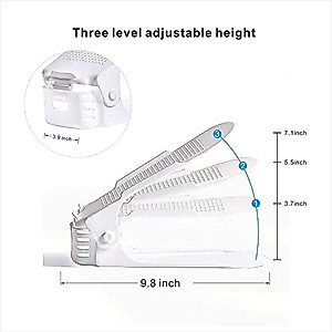 Yashong Shoe Slots Organizer, 12PCS Adjustable Double Layer Stack Shoe Rack, 50% Space-Saving Storage Rack Holder, White