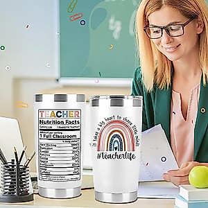 Back to School Gifts Teacher Birthday Idea, Teacher Gifts for Women Men - Teacher Appreciation Gifts, Gifts Teachers from Students, Appreciation Week - 20 Oz Tumbler Mug/Cup (White) (Teacher Life)