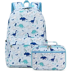 LOIDOU Kids Backpack Boys Preschool Kindergarten Elementary School Backpacks with Lunch Box Dinosaur Kids School Bags BookBag Set