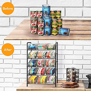 MOOACE Can Organizer for Pantry, Can Rack Organizer Holds up 60 Cans, Can Storage Organizer Rack for Canned food Kitchen Cabinet Pantry Countertop, Black