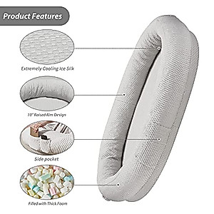 Homguava Large Human Dog Bed 72"x48"x10" Human-Sized Big Dog Bed for Adults&Pets Giant Beanbag Bed with Washable Fur Cover,Blanket and Strap(Light Grey)