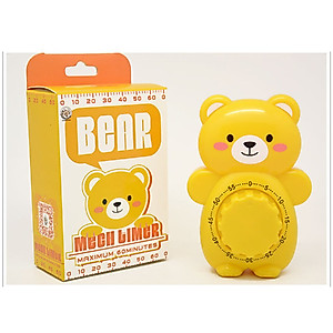 Golandstar Cute Cartoon Bear Timers 60 Minutes Mechanical Kitchen Cooking Timer Clock Loud Alarm Counters Manual Timer (Brown)