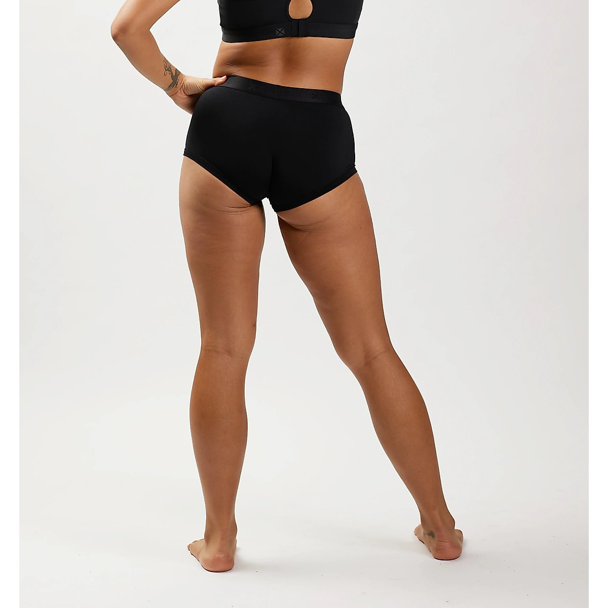 TomboyX Boy Short Underwear For Women, Cotton Stretch Comfortable Boxer Briefs Panties, X-Large/Black Rainbow