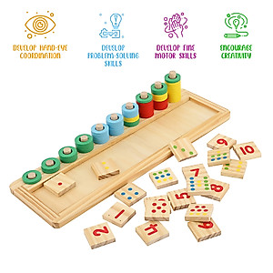 Boxiki kids Wooden Number Blocks. Educational Toy to Boost Kids Intelligence - Montessori, Kindergarten & Preschool Top Choice for Age 3+ Years