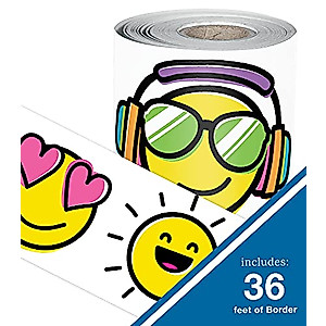 Carson Dellosa Kind Vibes 36 Ft Straight Emoji Bulletin Board Borders, Classroom Borders for Bulletin Board, White Board, Cork Board, Locker, and Classroom Décor, Bulletin Board Trim