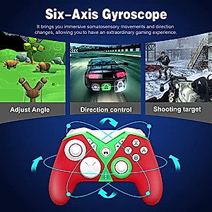 Wireless Controller, Switch Pro Controller for Switch/PC Games/iOS & Android Phone with Macro, Precision Shooting, Turbo, Vibration, Motion Control, One-Key Wake up, 2 Gear Trigger Adjustable