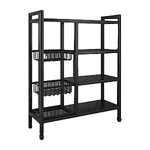 GlamorLuxe Kitchen Storage Rack Microwave Oven Stand with Wheels High Load-Bearing Capacity 4 Tier Utility Storage Rack Metal Shelving Units, 31.5" W x 12.6" D x 42.52" H