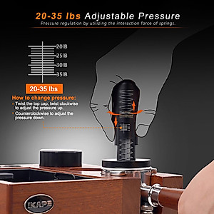 53mm Calibrated Espresso Tamper, Coffee Tamper with 20-35lbs Adjustable Pressure Feature, Springs Loaded Tamper, Anodized Aluminum Handle and Stainless Steel Base