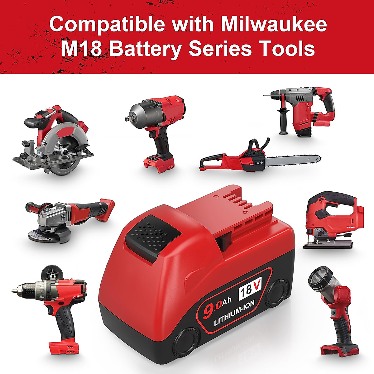 QuasuHaven Upgraded 2Pack 9.0Ah Replacement for Milwaukee M18 Battery Compatible with Milwaukee 18V Battery Cordless Power Tools 48-11-1852 48-11-1850 48-11-1840 48-11-1890 48-11-1828