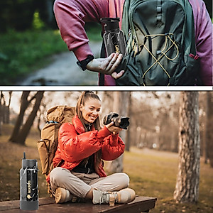 Lexlion Tea Infuser Bottle - Fruit Infuser Water Bottle 32 Oz, Triple Walled Insulated Stainless Steel Bottle, Thermal Leaf Infuser, Silicone Sleeve, 3 Lids Leakproof, Metal Mug Gallon