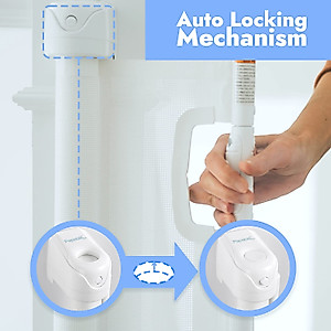 Papablic Retractable Baby Gate, Auto Lock Safety Gate for Baby and Pet, 34" Tall, Extends to 71" Wide, Extra Wide Dog Gate for Indoor Outdoor Stairs Doorways Hallways