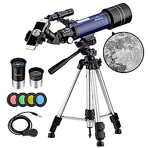 MAXLAPTER Telescope for Adults Astronomy Beginners, 70mm Aperture Refractor Telescope for Astronomy, Portable Telescope with Tripod, Smartphone Adapter, Two Eyepieces, Backpack
