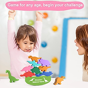 FRONOR Toys for 3-7 Year Old Boys Girls, Dinosaur Building Wooden Blocks STEM Montessori Educational Stacking Toys Birthday Toys Gifts for 3 4 5 6 7 Year Old Girls Gifts (Green)