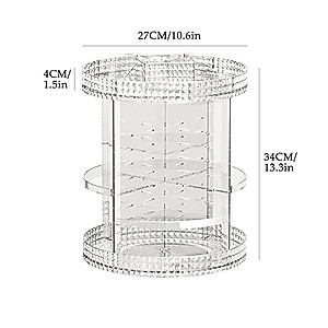 FIZZOQI 360 °Rotating Storage Rack Makeup Organizer Shelf Dressing Table Shelf Acrylic Lipstick Perfume Case Display Stand Cosmetic Organizer Rack