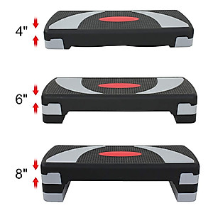 Smartxchoices 30'' Aerobics Stepper Workout Step Platform with 4" - 6" - 8" Adjustable Risers, Fitness Exercise Workout Trainer,Non-slip Step Platform for Cardio, Core, Strength Training,Home Gym