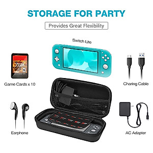 ProCase Carrying Case for Switch Lite with Screen Protector, Portable Travel Carry Case Hard Shell 2 in 1 Accessories Kit for Switch Lite 2019 with 10 Game Cartridges -Black