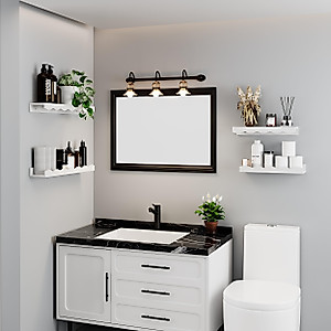 Floating Shelves for Wall Décor Set of 4 Nursery Book Shelves Bathroom Shelves Over Toilet Wall Shelf for Books, Plants, Toys, Photo Frames, Picture Ledge-White