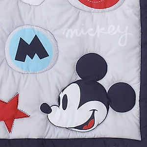 Disney Amazing Mickey Mouse 3 Piece Nursery Crib Bedding Set, Grey, Navy, Red, Blue