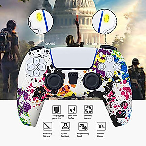 Newseego Case for PS5 Controller, Water Transfer Printing Camouflage Soft Silicone Cover with 8 Pcs Thumb Grips, Protective Non-Slip Case for PlayStation 5 DualSense Controller