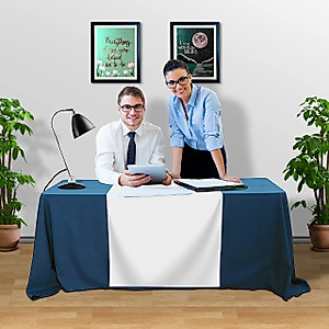 BannerBuzz Table Runner, Polyester Fabric, 170 GSM, Hot Knife Cut Finishing, Full Color, 1440DPI, Dye-Sublimation Printing (30" W X 72" H, White)