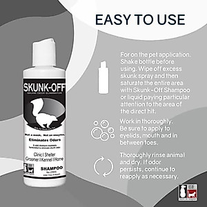 Skunk Off Pet Shampoo – Ready to Use Skunk Odor Remover for Dogs, Cats, Home, Carpet, Car & More – Non-Enzymatic Skunk Shampoo Dogs – Pet Odor Eliminator for Skunk Odor (8 oz)