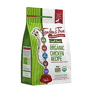 Tender & True Pet Nutrition Small Breed Organic Chicken Recipe Dog Food, 4 lb (46003)