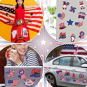 24 Pieces Patriotic Magnets 4th of July Car Refrigerator Magnets Independence Day Gnomes USA Flag Decorative Magnetic Stickers for Fridge Metal Door Mailbox Locker Office Cabinets Decor