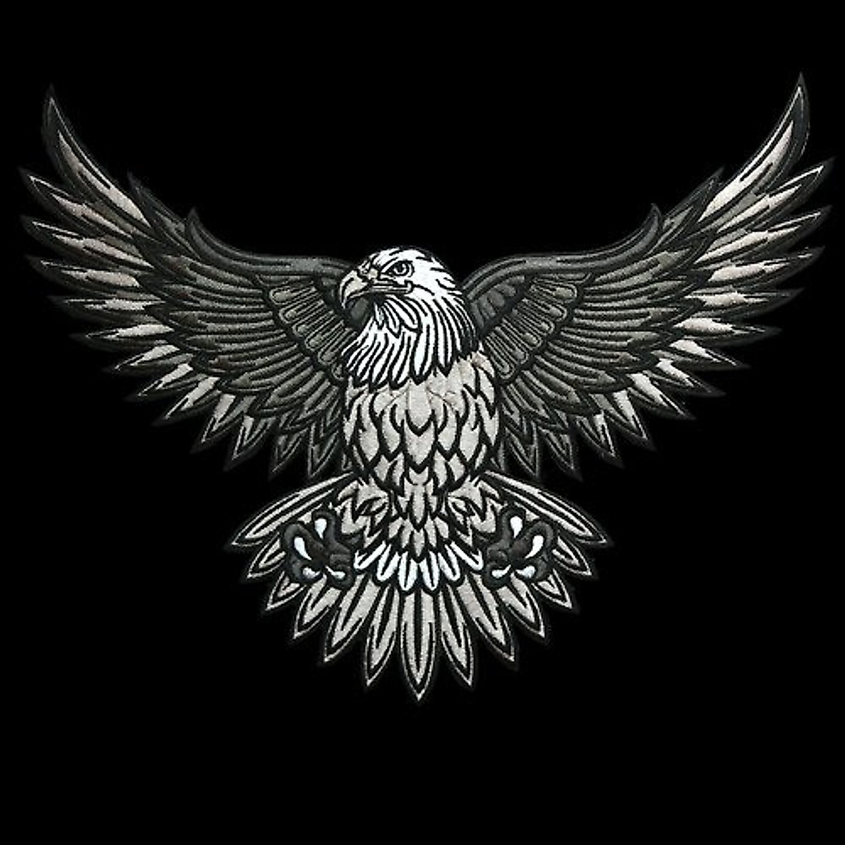 VEGASBEE® American Bald Eagle US National Symbol Biker Jacket Vest Large Embroidered Iron-ON Patch 12" USA (Gray-White)