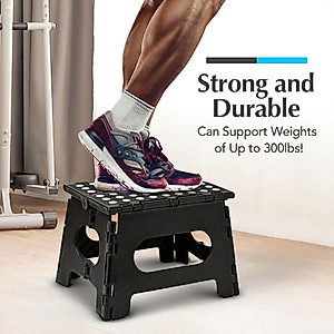 Folding Step Stool - The Lightweight Step Stool is Sturdy Enough to Support Adults and Safe Enough for Kids. Opens Easy with One Flip. Great for Kitchen, Bathroom, Bedroom, Kids or Adults.